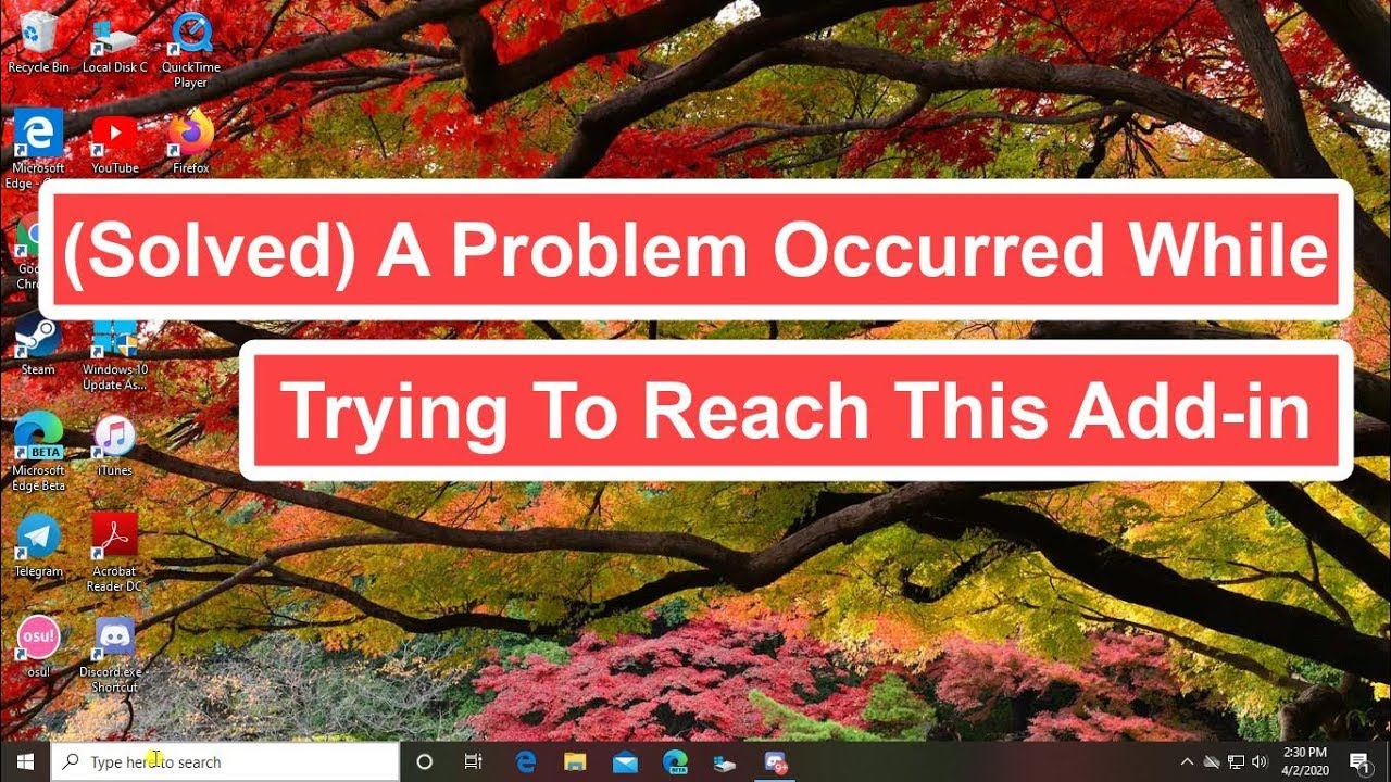 (Solved) A Problem Occurred While Trying To Reach This Add-in - YouTube