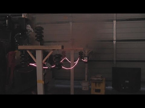 Power line conductors glowing red hot - YouTube