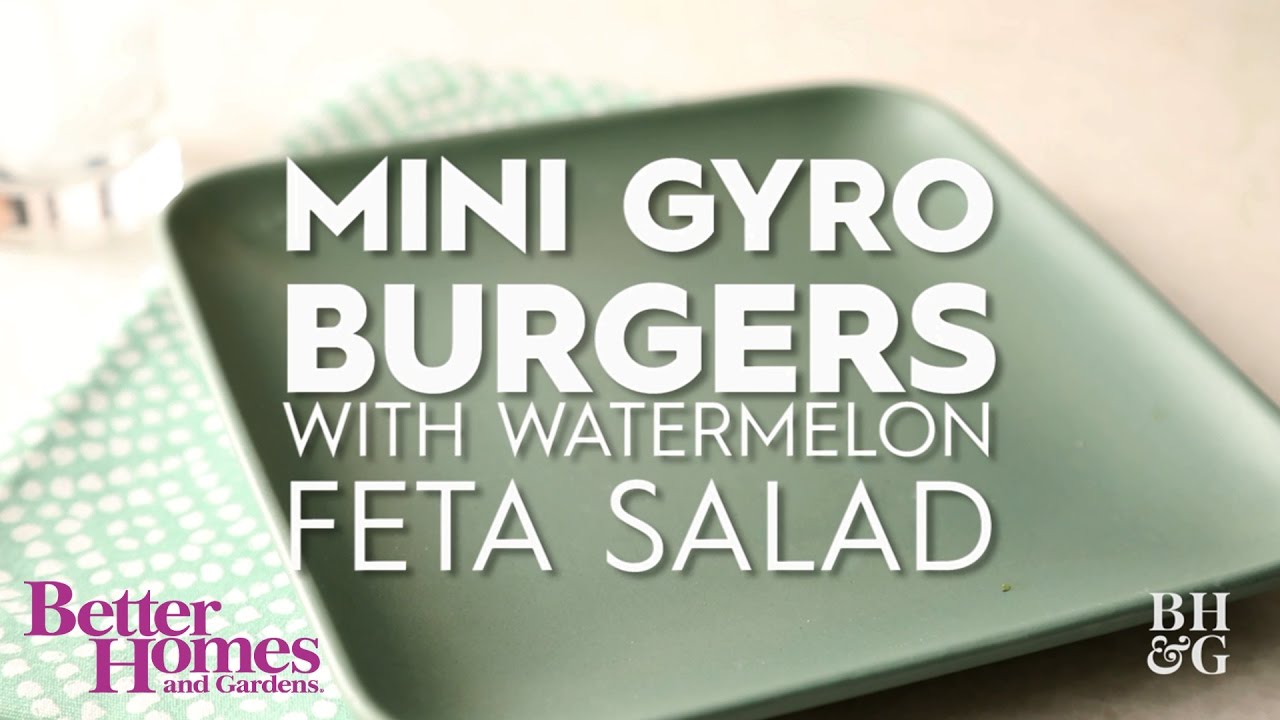 Mini Gyro Burgers with Watermelon-Feta Salad - YouTube