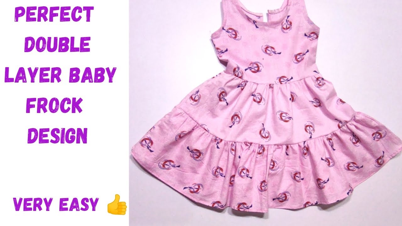 Full flayred double layer Frill baby frock design cutting and stitching ...