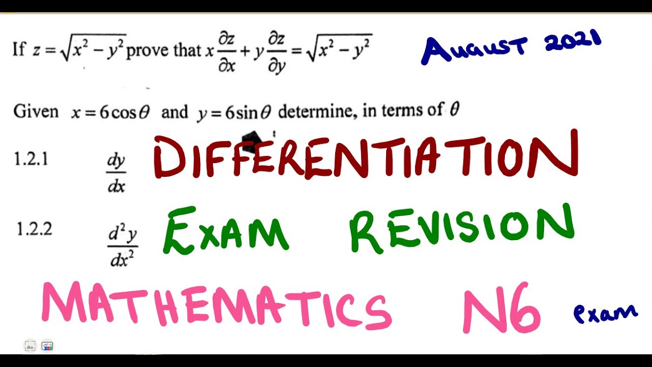Mathematics N6 Differentiation August 2021 Question 1 ...