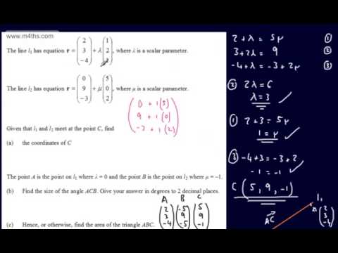 Core 4 - Vectors (5) - (Dot Product, area of triangle and modulus ...