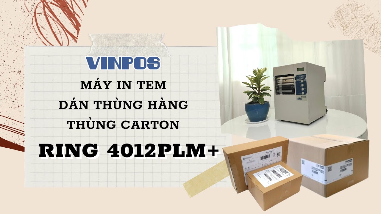 Máy in tem nhãn dán thùng hàng, thùng carton công nghiệp RING 4012PLM ...