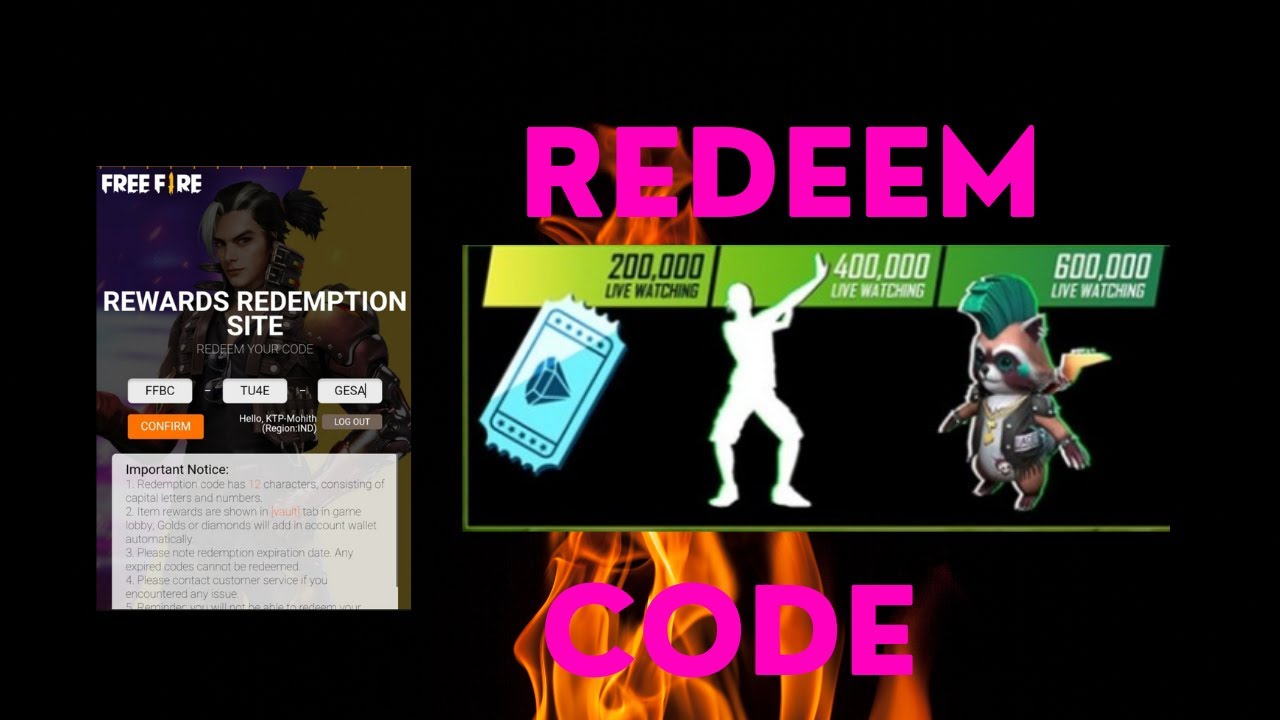Ffic rewards | free fire redeem code today | mohith.p | free fire ...