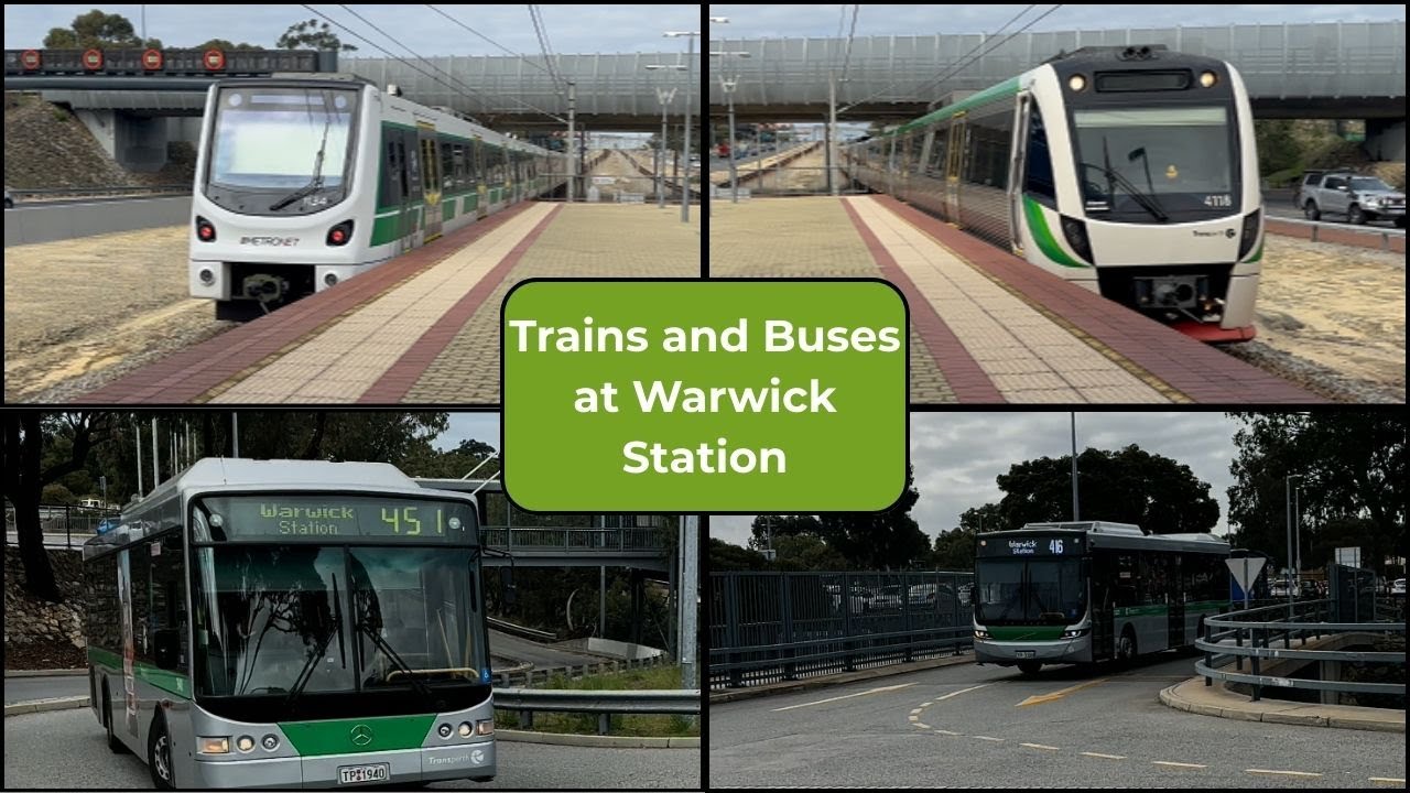 Trains and Buses at Warwick Station - YouTube