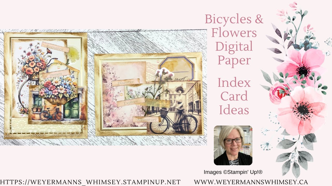 Bicycles & Flowers digital paper - Index Card ideas - YouTube