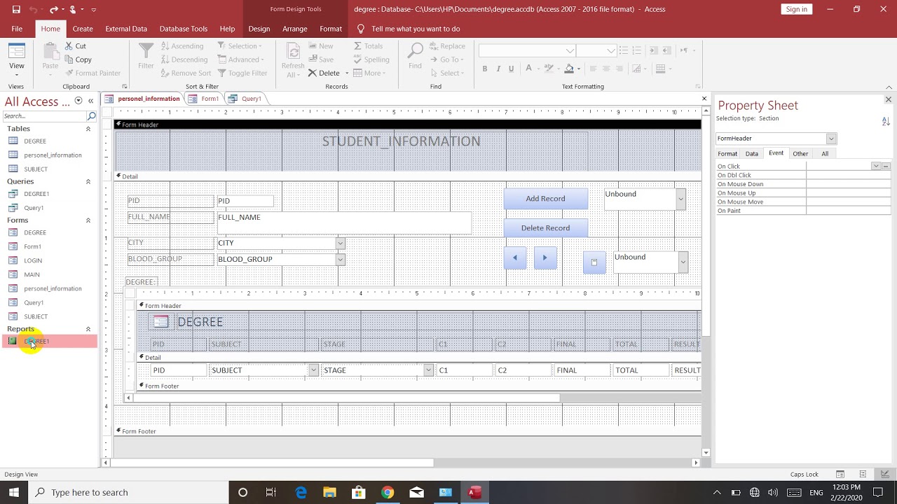CREATE DATABASE TO DEGREE IN ACCESS PREPARED BY CHYAWAN JALAL (2) - YouTube