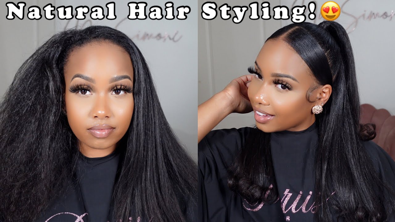 Quick & Easy Natural Hairstyle || Half Up Half Down - YouTube