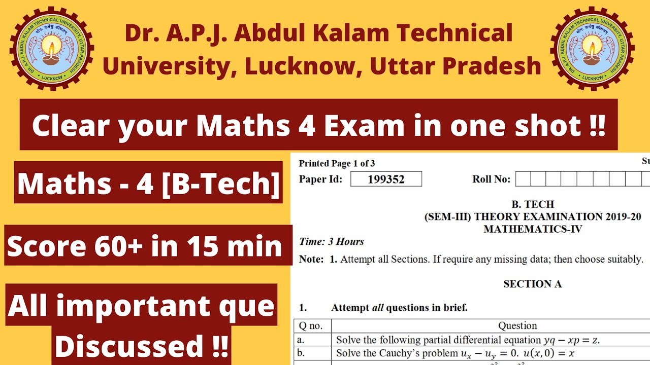 Maths 4 Aktu | Score 60+ in Maths 4 ! | Maths 4 Important Questions Discussed | Engineering ...