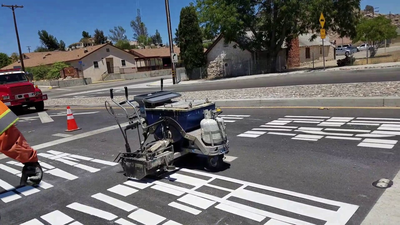 Road markings:thermo plastic,legends road striping,aplication. - YouTube