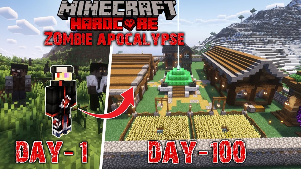 I Survived 100 Days in a Zombie Apocalypse in Minecraft Hardcore! - YouTube