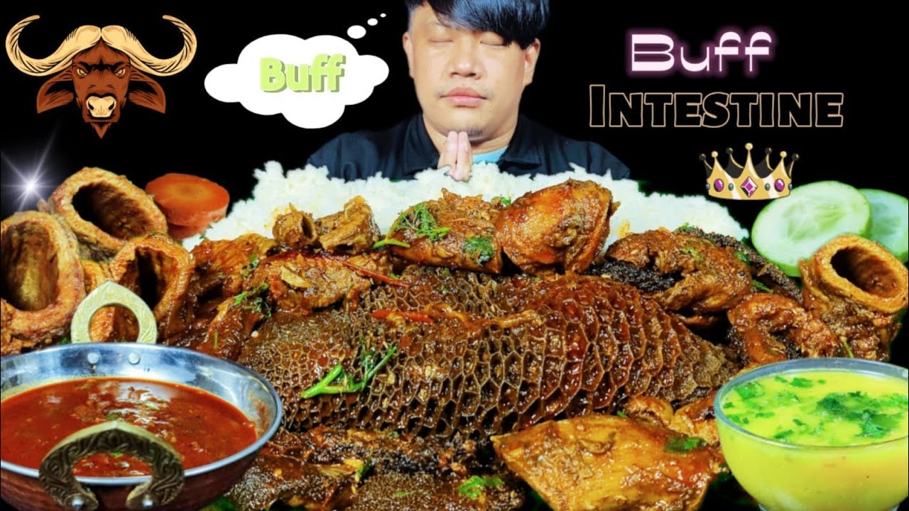 Buff Intestines (Bhutan) Buff Curry & Daal With White Rice | Mukbang ...