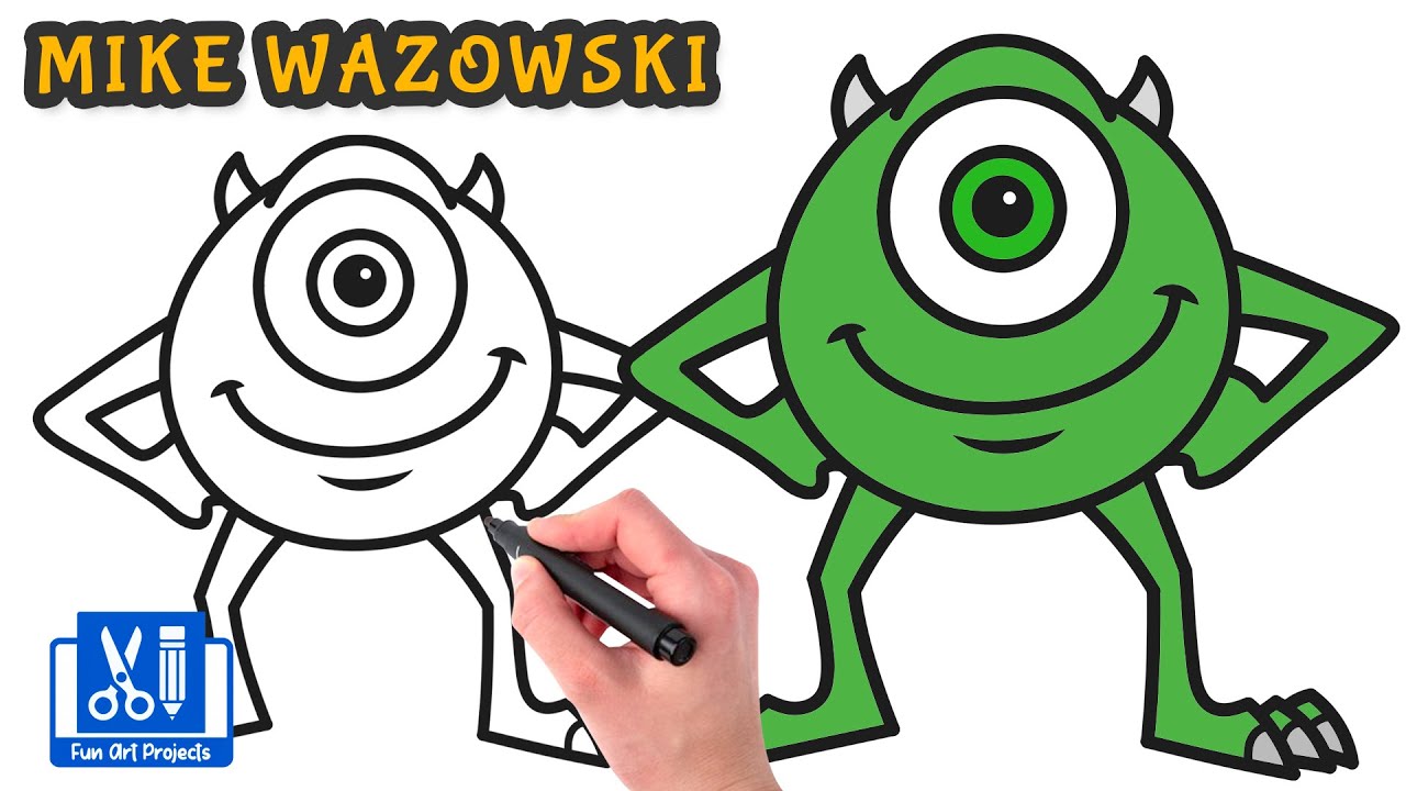 How To Draw Mike Wazowski From Monsters Inc. | Draw Monster Step By ...