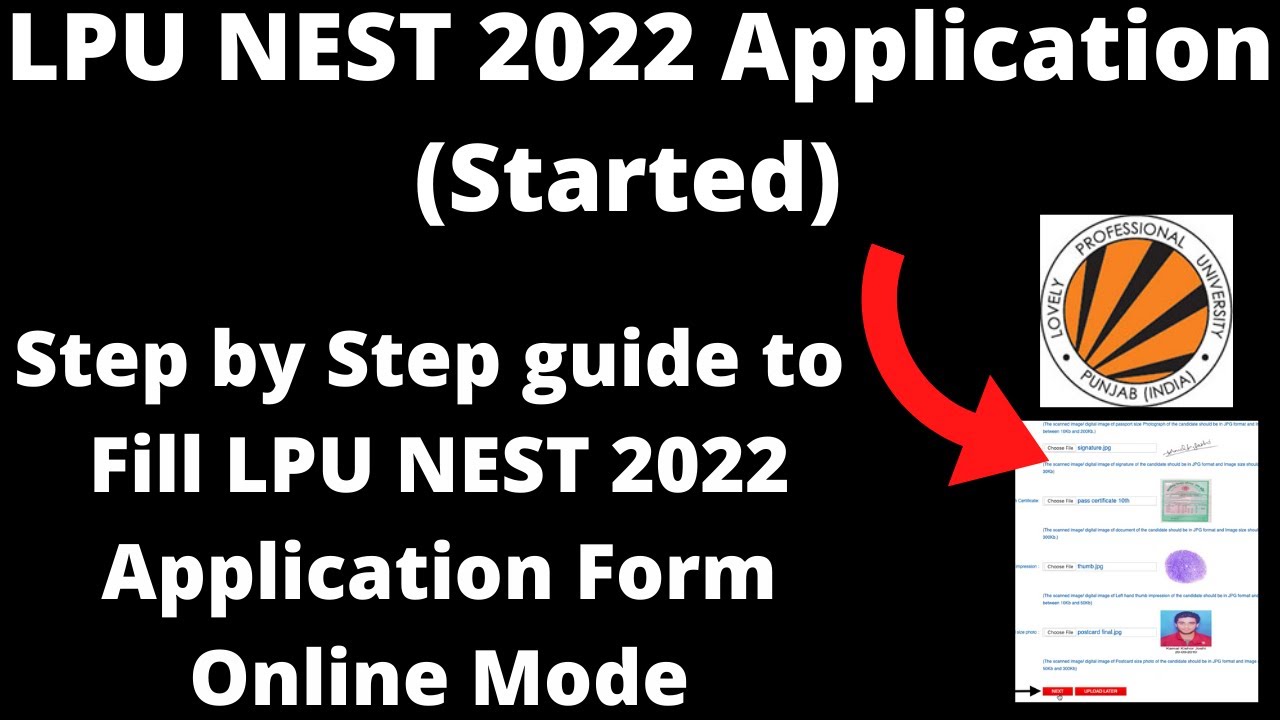 LPU NEST 2022 Application (Started) - How to Fill LPU NEST 2022 ...