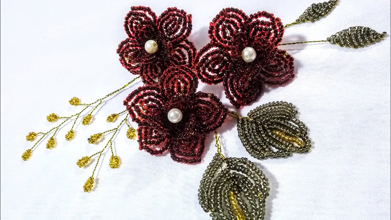 French beaded flower tutorial ️ #beadedflower - YouTube