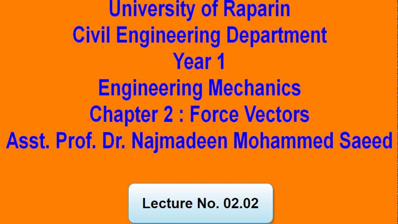 Engineering Mechanics: Chapter 2, Force Vectors 2 of 2 - YouTube
