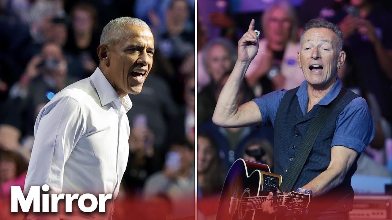 Barack Obama and Bruce Springsteen at Harris campaign event in ...