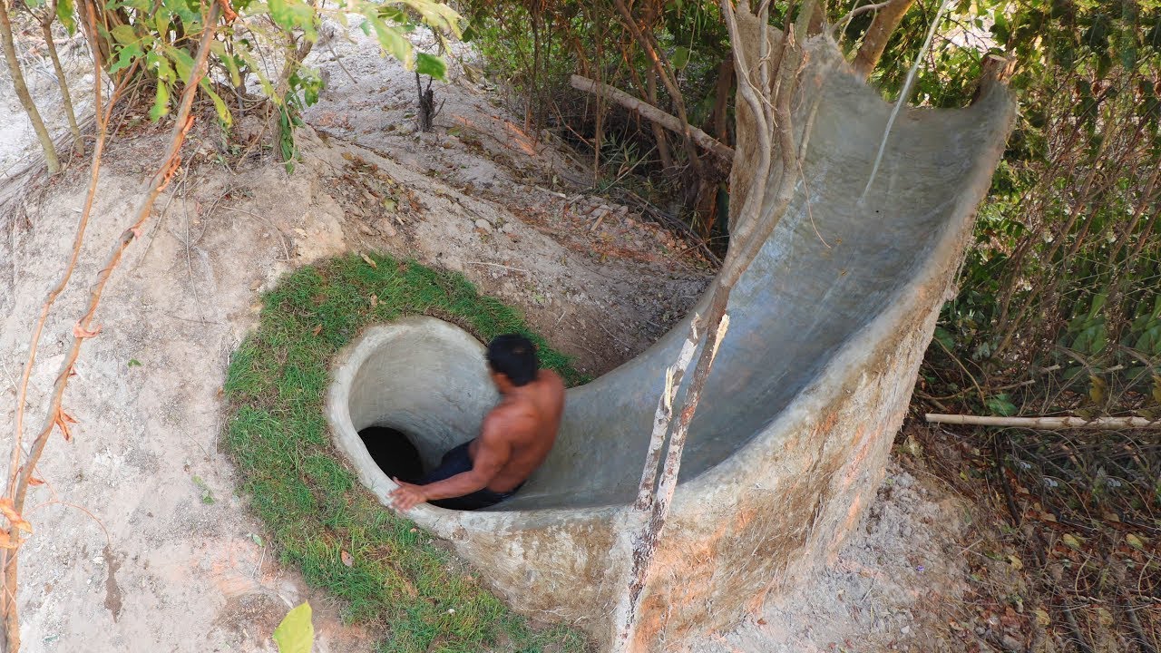 Build Secret Temple Tunnel Underground House And Water Slide To Tunnel ...
