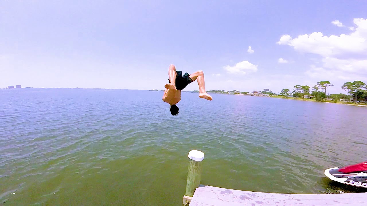Back flips off the Dock - YouTube