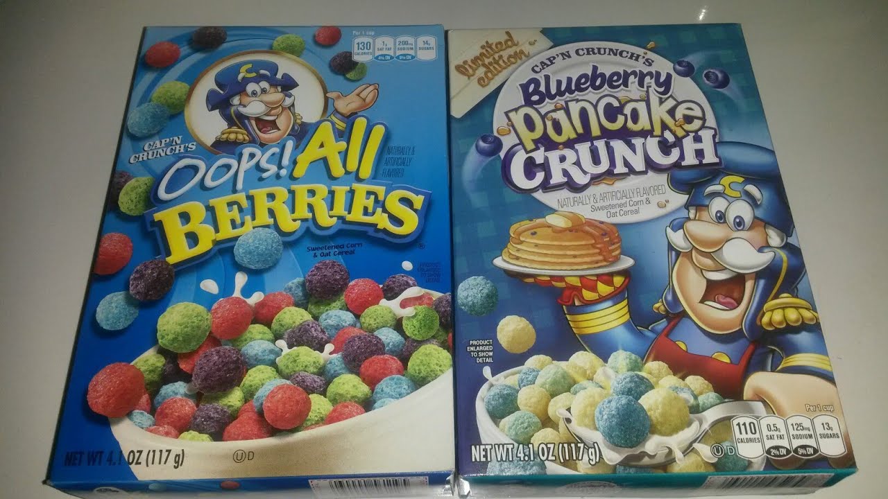 CAP'N CRUNCH'S LIMITED EDITION BLUEBERRY PANCAKES 🆚 OOPS ALL BERRIES ...