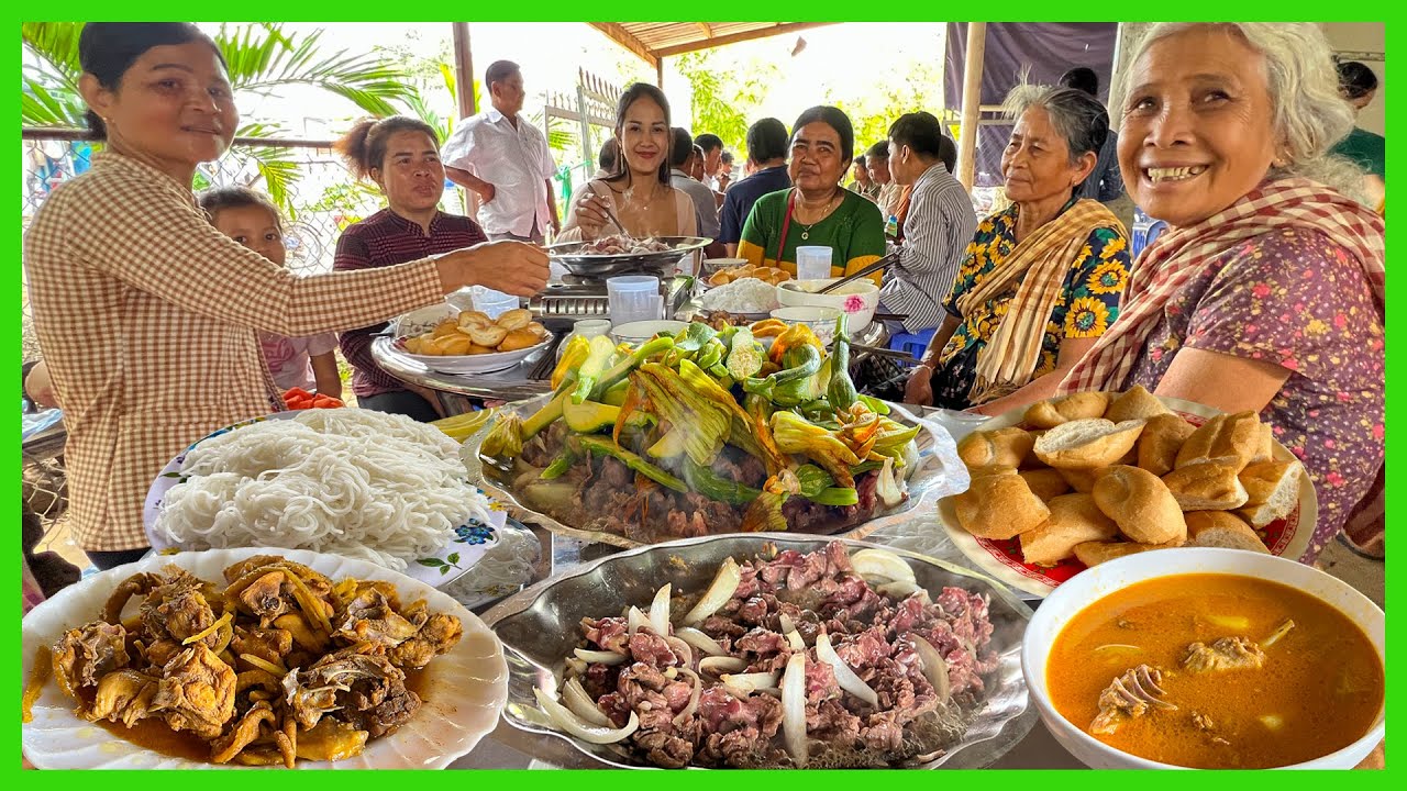 Best Recipe In Village, Pumpkin Flower-Beef Fried! Khmer Krom Party ...