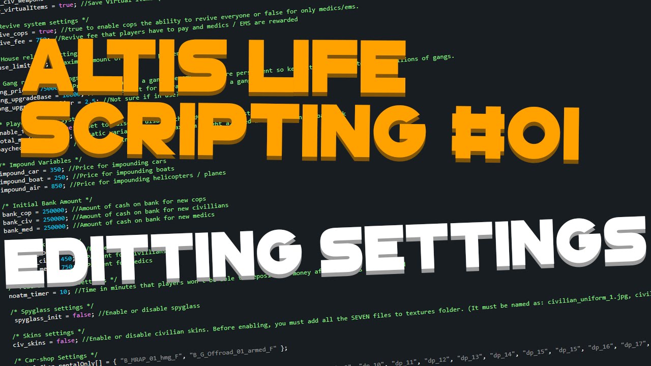 [Tutorial] Altis Life Scripting #02 — Starting Money, Paychecks ...