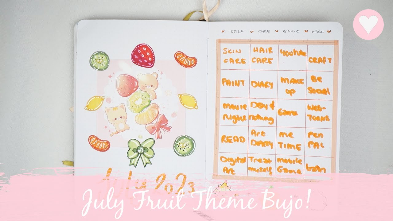 Plan with me: July Summer Fruit Theme Bujo - YouTube