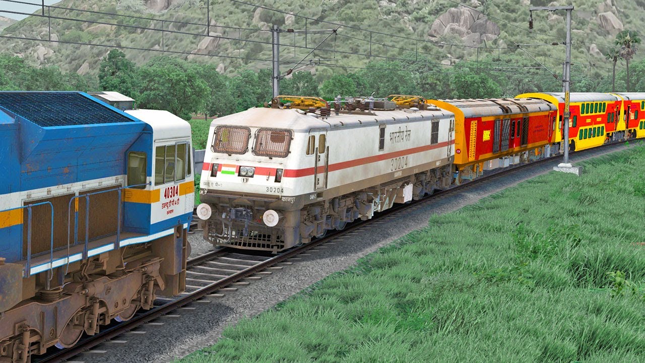 WDP4D Rescue WAP7 Express Train | BUMPY RAILROAD | Train Simulator ...