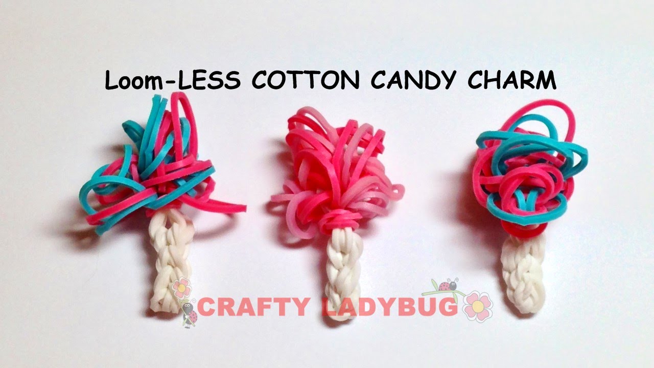 Rainbow Loom-LESS COTTON CANDY EASY Charm Tutorial by Crafty Ladybug ...