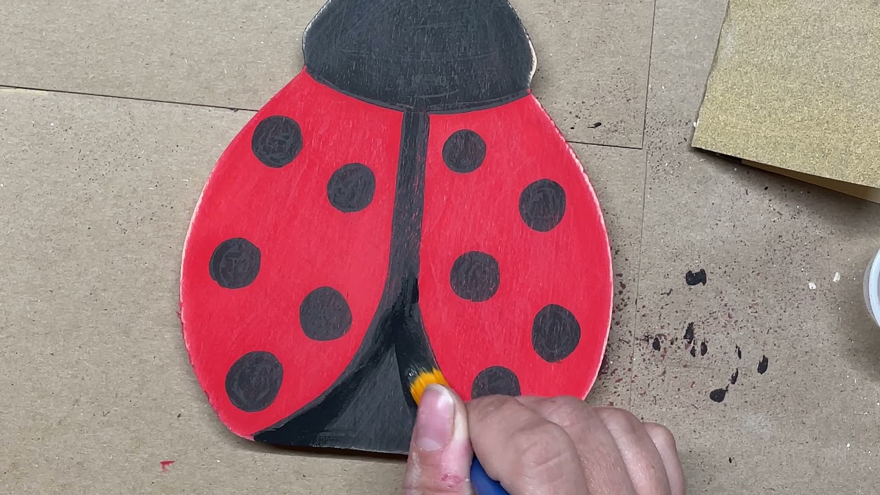Mini Lady Bug Wood Shape Tutorial (Let's Paint)! - YouTube