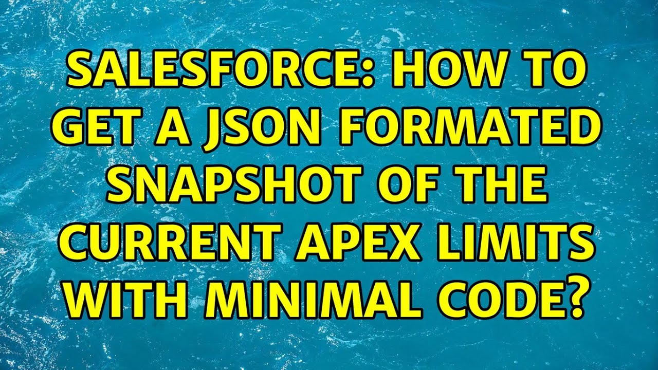 Salesforce: How to get a JSON formated snapshot of the current Apex ...