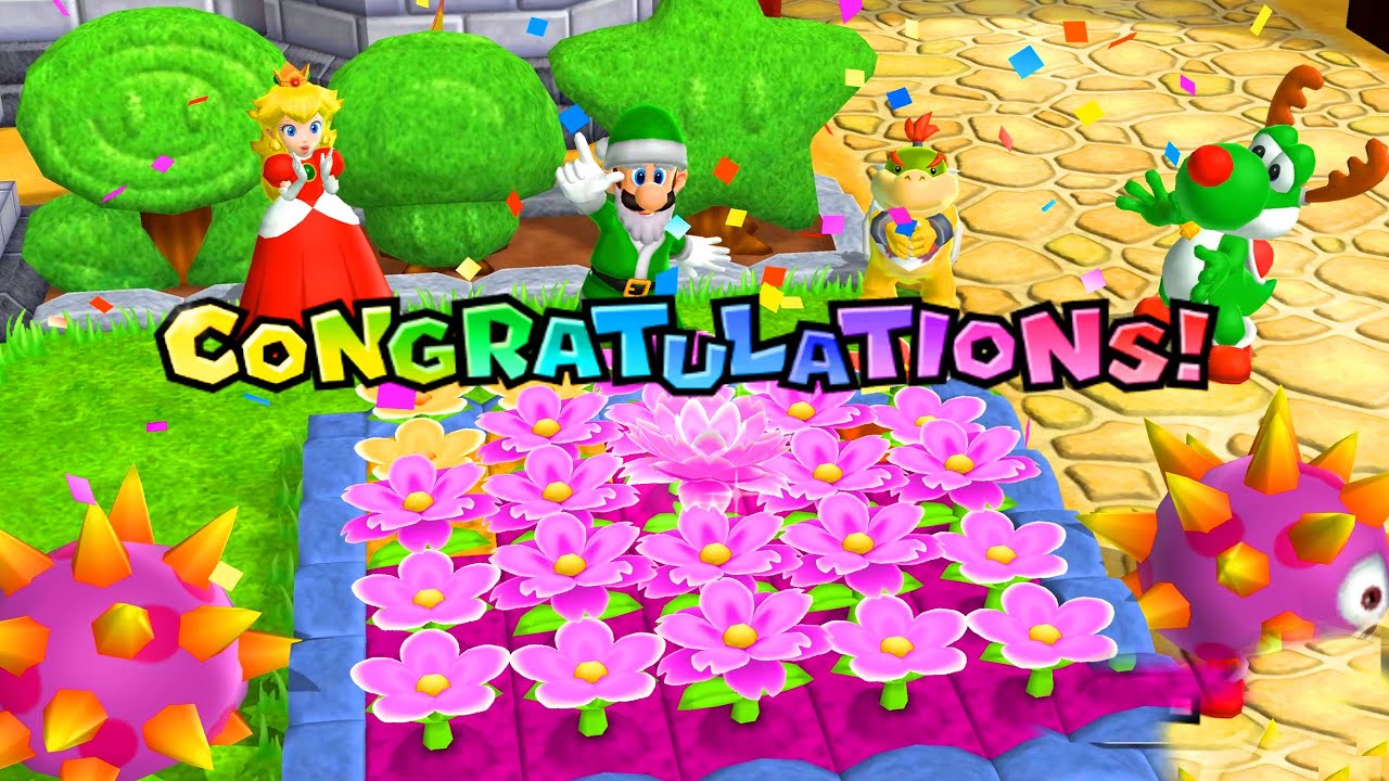 Mario Party 9 Garden Battle - Luigi vs Peach vs Yoshi vs Bowser Jr ...