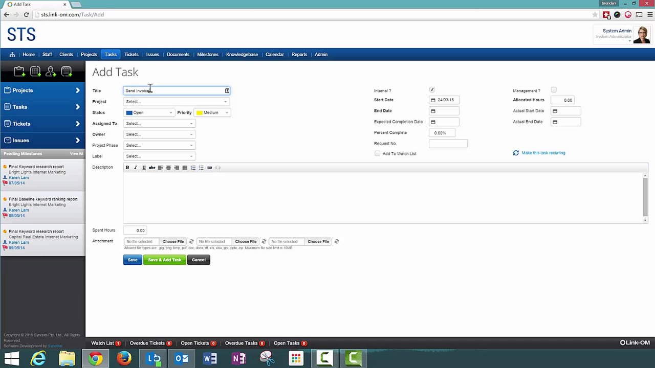 How to Add Task in Link-OM (Operations & Task Management Software ...