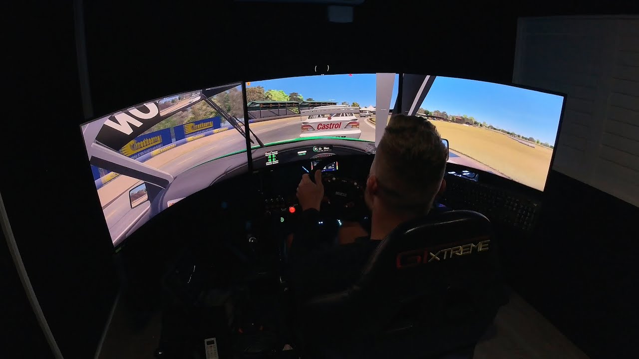 Assetto Corsa Racing with a Motion Simulator Rig | 3x G7 32" - YouTube