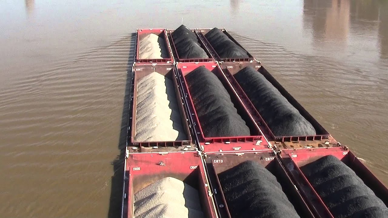River barge with clean coal load - YouTube