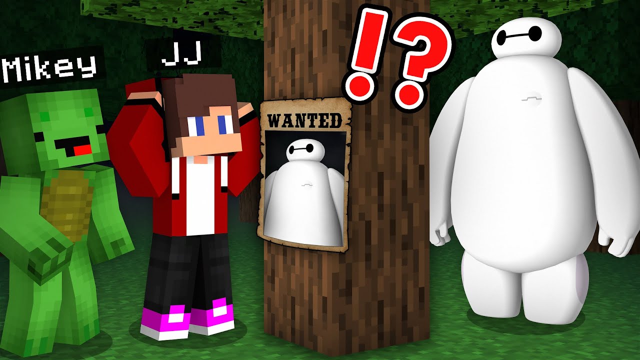 JJ and Mikey Wanted Baymax at Night in Minecraft - Maizen - YouTube