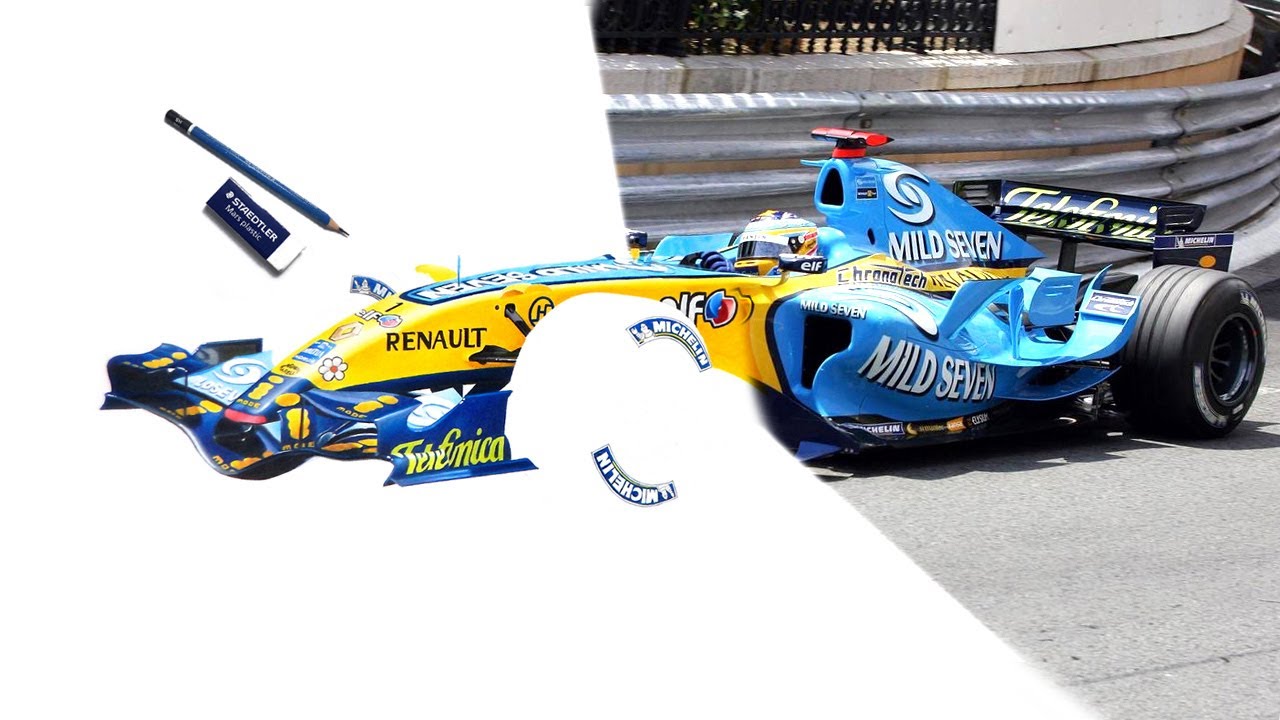 How to: Drawing Alonso’s Formula 1 Race Car - part 1 - YouTube