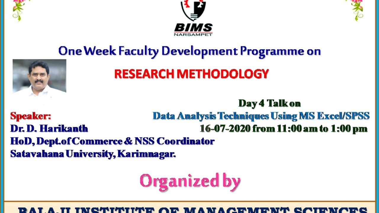 Research Methodology-Day 4: "Data Analytics Using MS-Excel/SPSS" by Dr ...