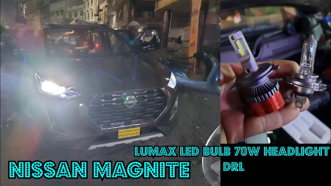 Nissan #magnite installation #lumax #LED #bulb 70w headlight LED drl ...