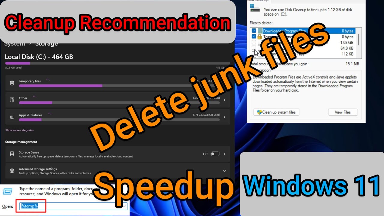 Delete Cluster Of Junk Files In Windows 11 2021| How To Remove Cache ...