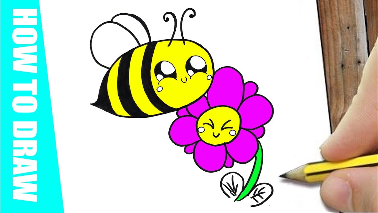 HOE TEKEN JE EEN BIJ MET BLOEM? - YouTube