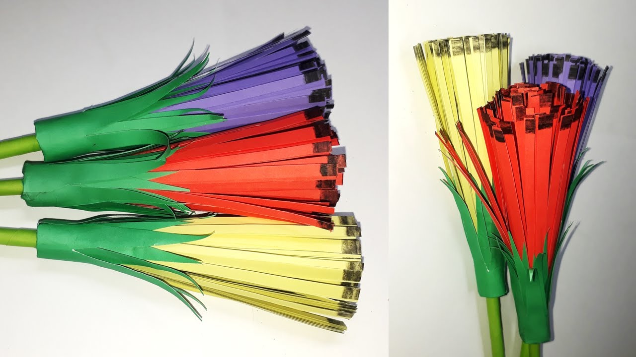 How to Make Beautiful Paper Stick Flower | DIY Paper Stick Flower Ideas ...