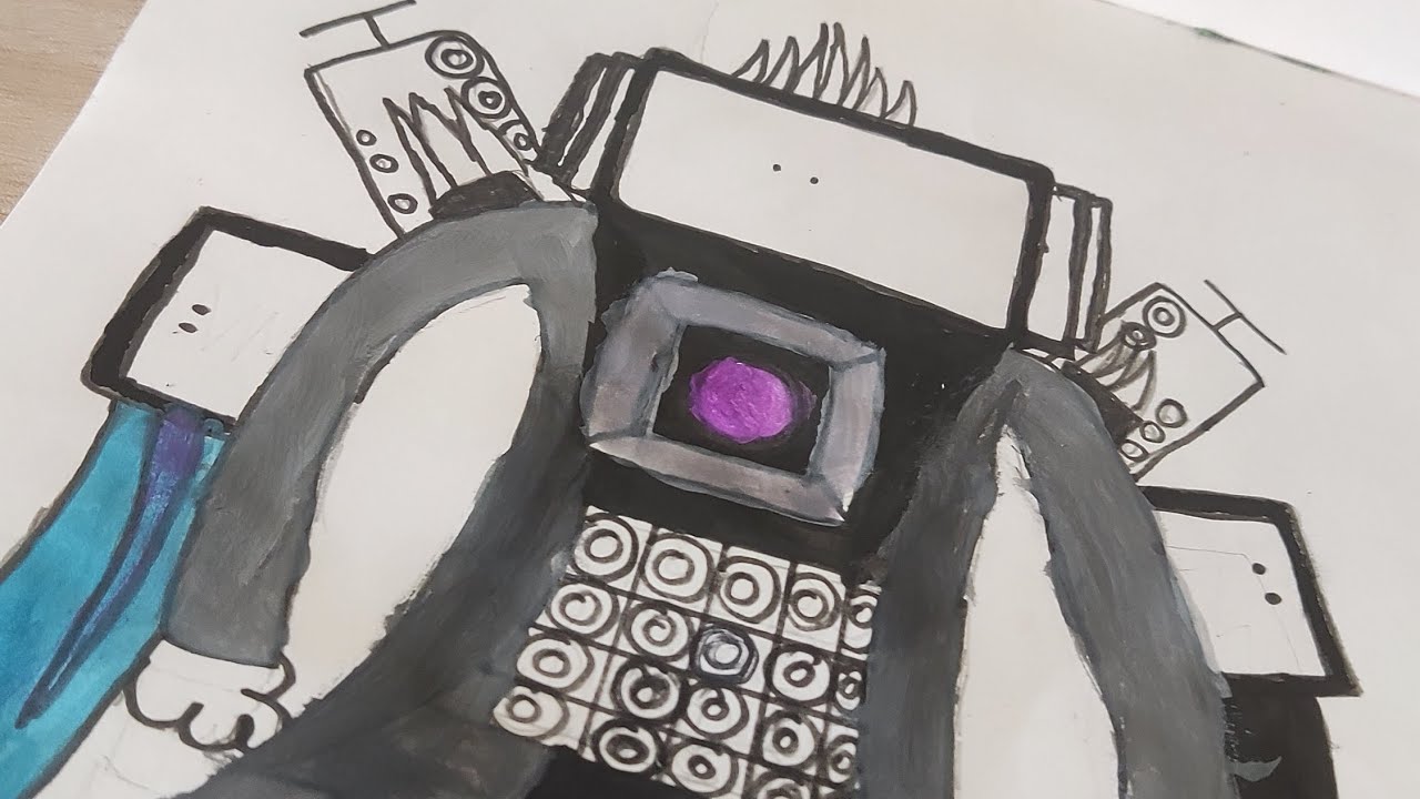 drawing TV man with water colours - YouTube