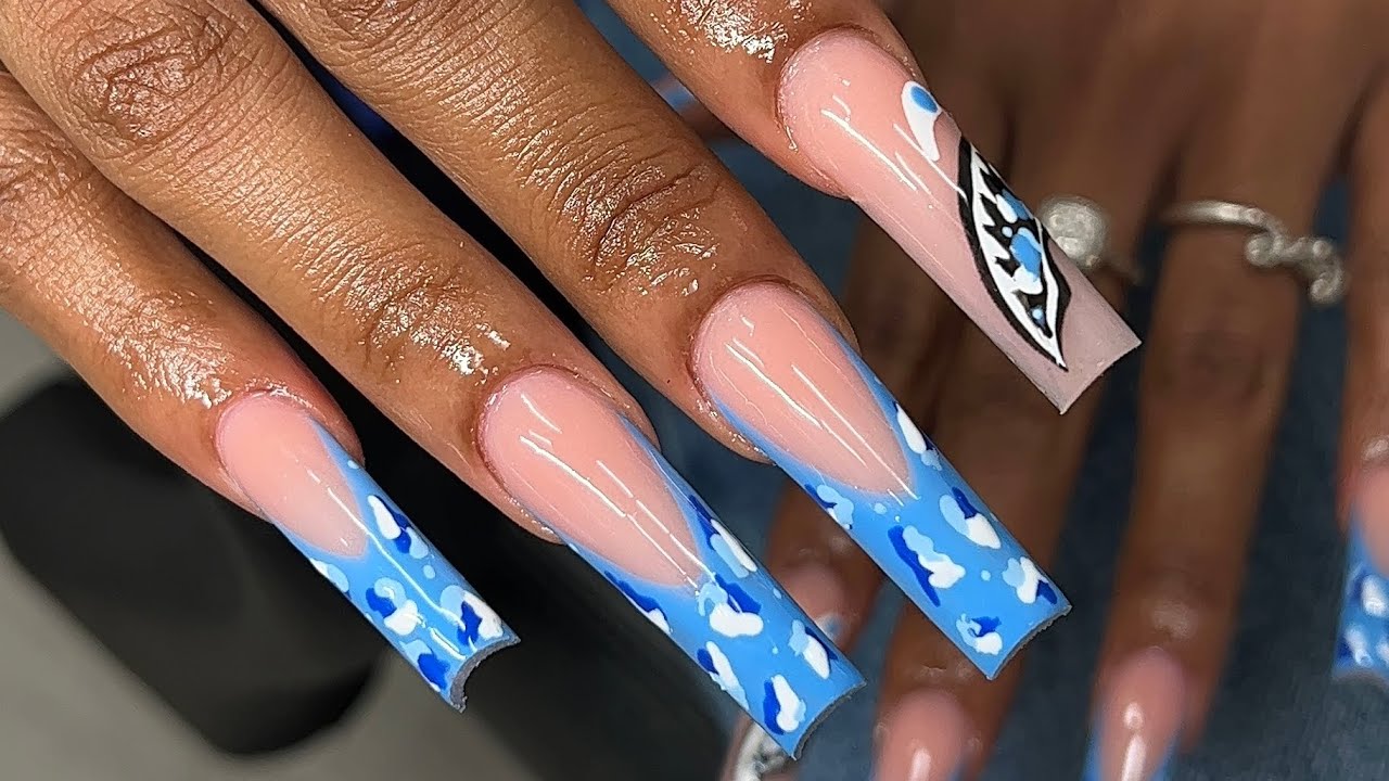 XL BAPE French Nails 💙 | Watch Me Work | Hand Drawn Art Work | Bape ...
