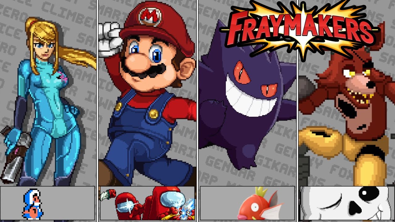 Mario vs Gengar vs FNaF Foxy vs Zero Suit Samus in FRAYMAKERS! - YouTube