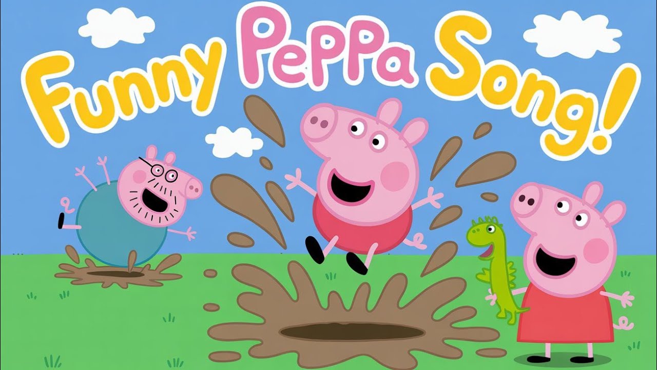 Funny Peppa Pig Song 🐷🎵 | Muddy Puddles Poem for Kids | Cartoon Rhymes ...