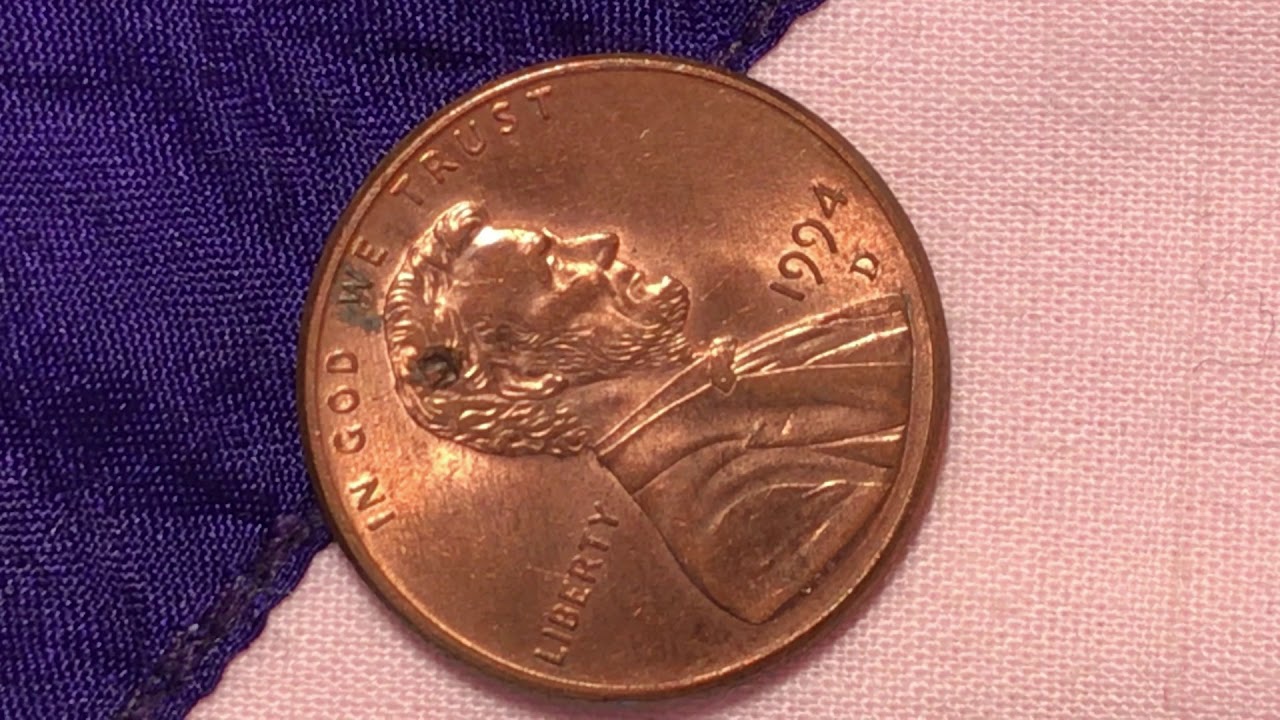 Lincoln 1994 penny mint mark D double die errors with a big hole on ...