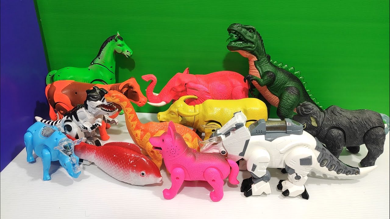 ม้า ไดโนเสาร์ ช้าง วัว ควาย ปลา หมาโชว์ตัวหน้ากำแพงหลากสี horse cow ...