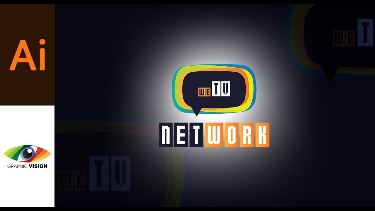 Illustrator Tutorial TV network Logo Design using font + Shape Builder ...