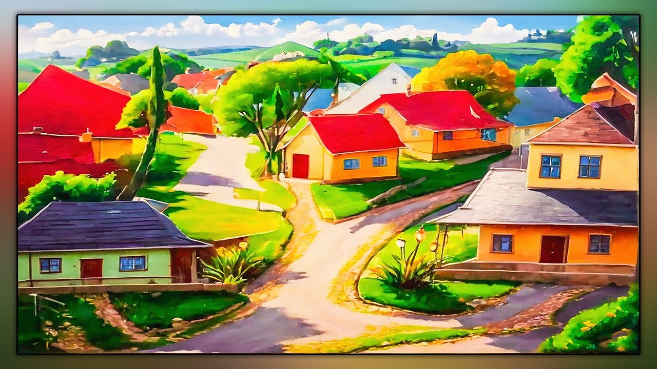 How to nature village house drawing for beginners | village house ...